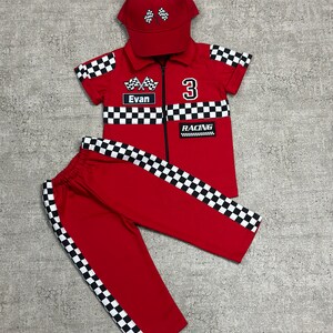 Red Shirt and Pants Racer Suit - Two Fast Birthday Racing Outfit - Kids ...