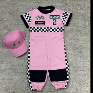 Pink Short Sleeve Custom Personalized Racing Suit Toddler Race Outfit ...