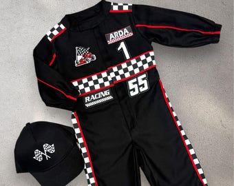 Personalized Black Race Car Costume - Two Fast Birthday Suit ...