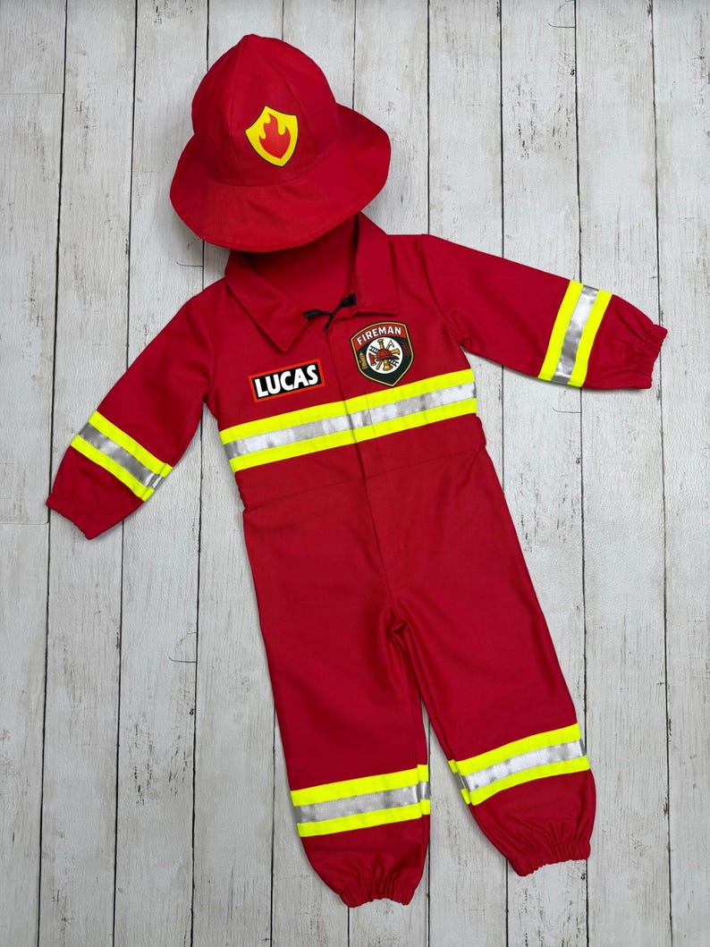 Toddler Firefighter Outfit – Kids Fireman Jumpsuit – Fire Dept Suit ...