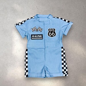 Personalized Blue Racer Short Suit - Two Fast Birthday Race Outfit ...
