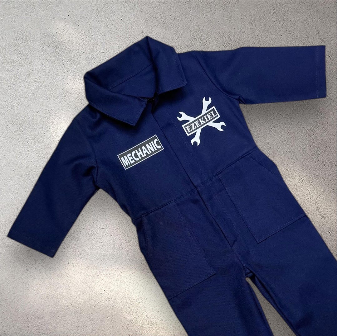 Personalized Navy Blue Kids Mechanic Overalls - Toddler Mechanic ...