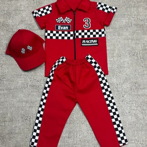 Red Shirt and Pants Racer Suit Two Fast Birthday Racing Outfit Kids ...