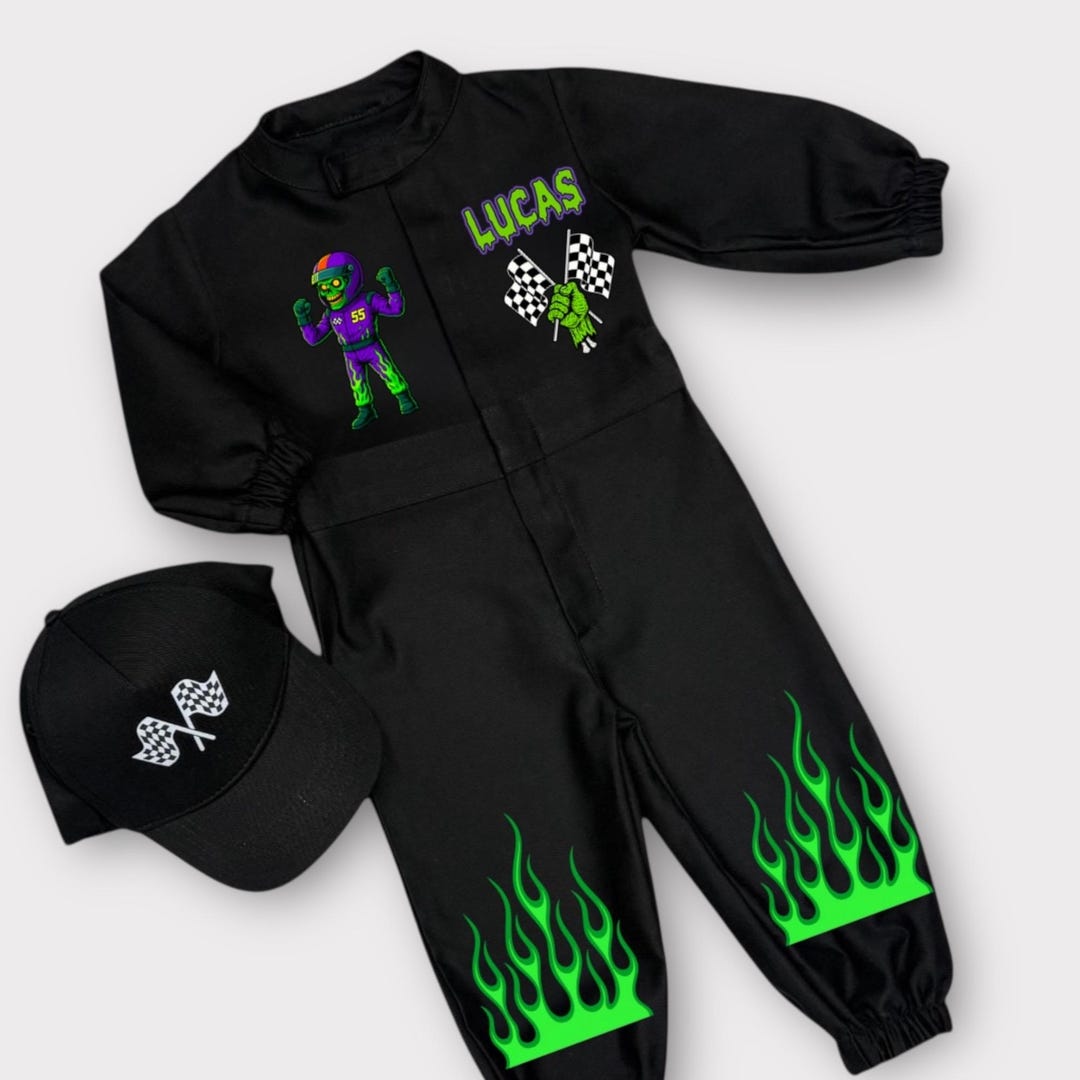 Spooky Race Car Driver Costume - Personalized Halloween Zombie Racer ...