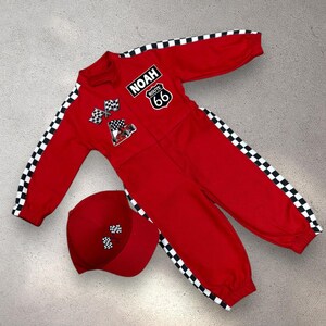 Red Race Car Outfit Kids Racing Jumpsuit Personalized Baby Race Outfit ...