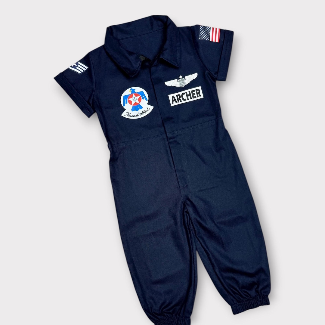 Personalized Kids Pilot Flight Suit – Thunderbirds Inspired Navy Blue ...