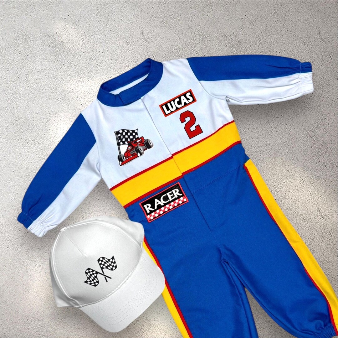 Personalized Blue Racer Long Jumpsuit - Fast One Birthday Suit ...
