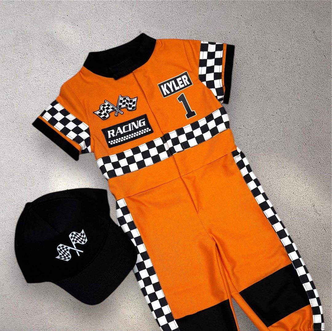 Orange Baby Race Car Outfit - Fast One Birthday Suit - Toddler Racing ...
