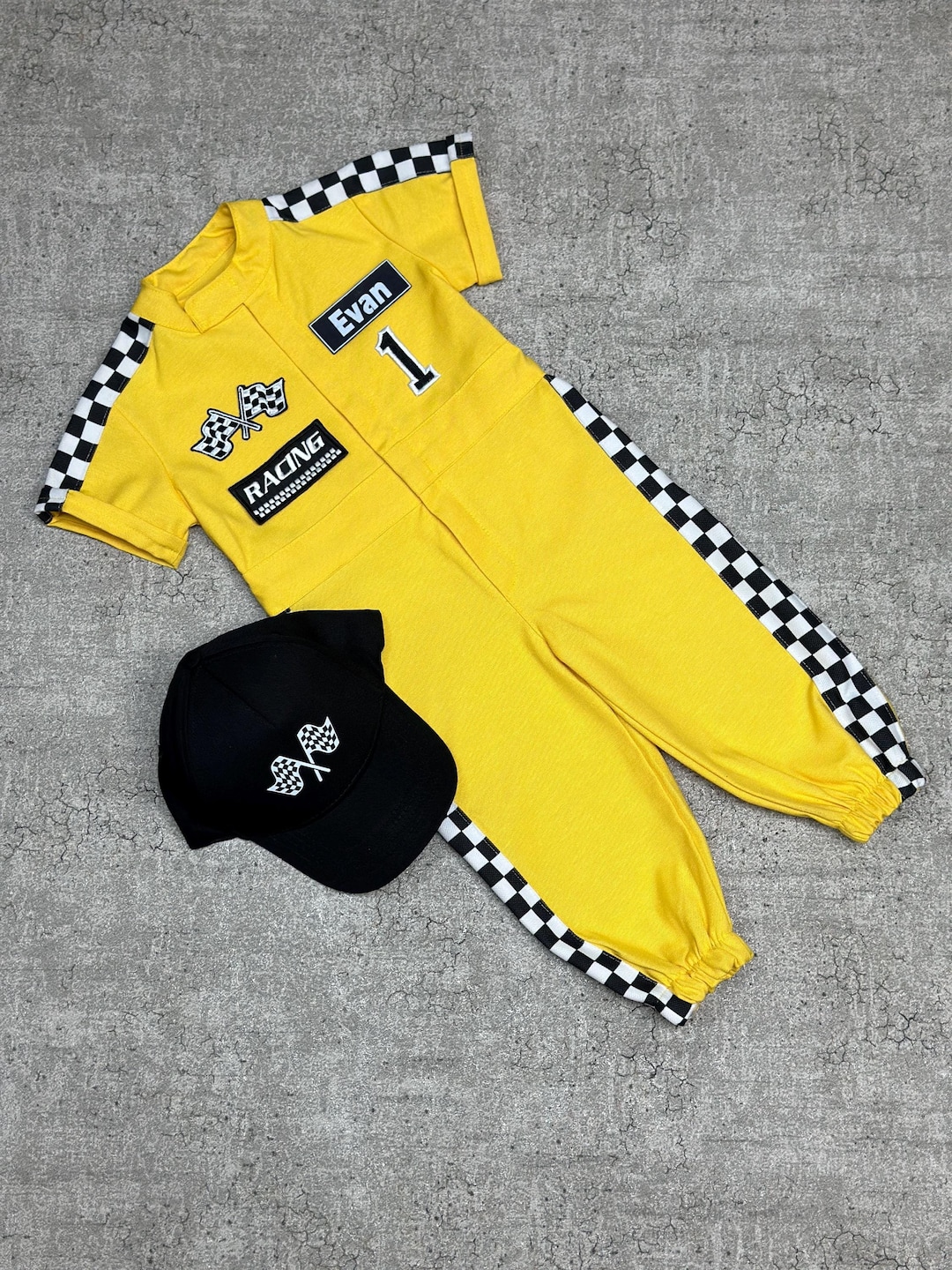 Yellow Personalized Race Car Driver Outfit - Two Fast Birthday Suit ...