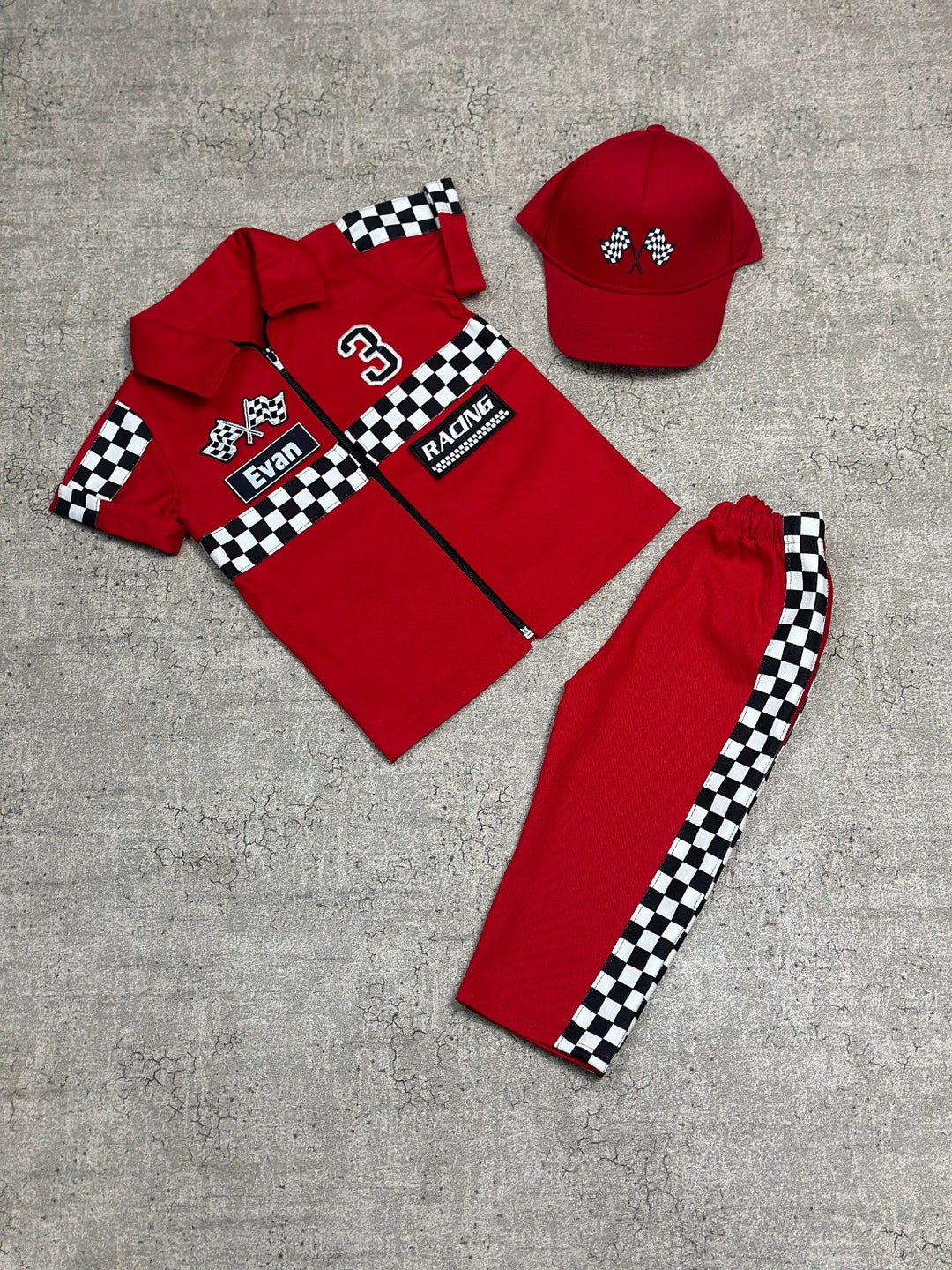 Red Shirt and Pants Racer Suit - Two Fast Birthday Racing Outfit - Kids ...