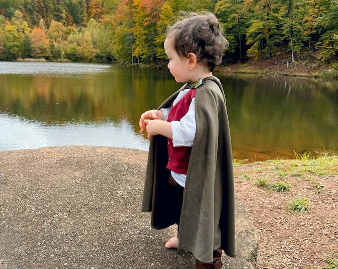 Kids Cloak, Boys Girls Green Hooded Cloak Fleece Elf, Elven, Archer ...