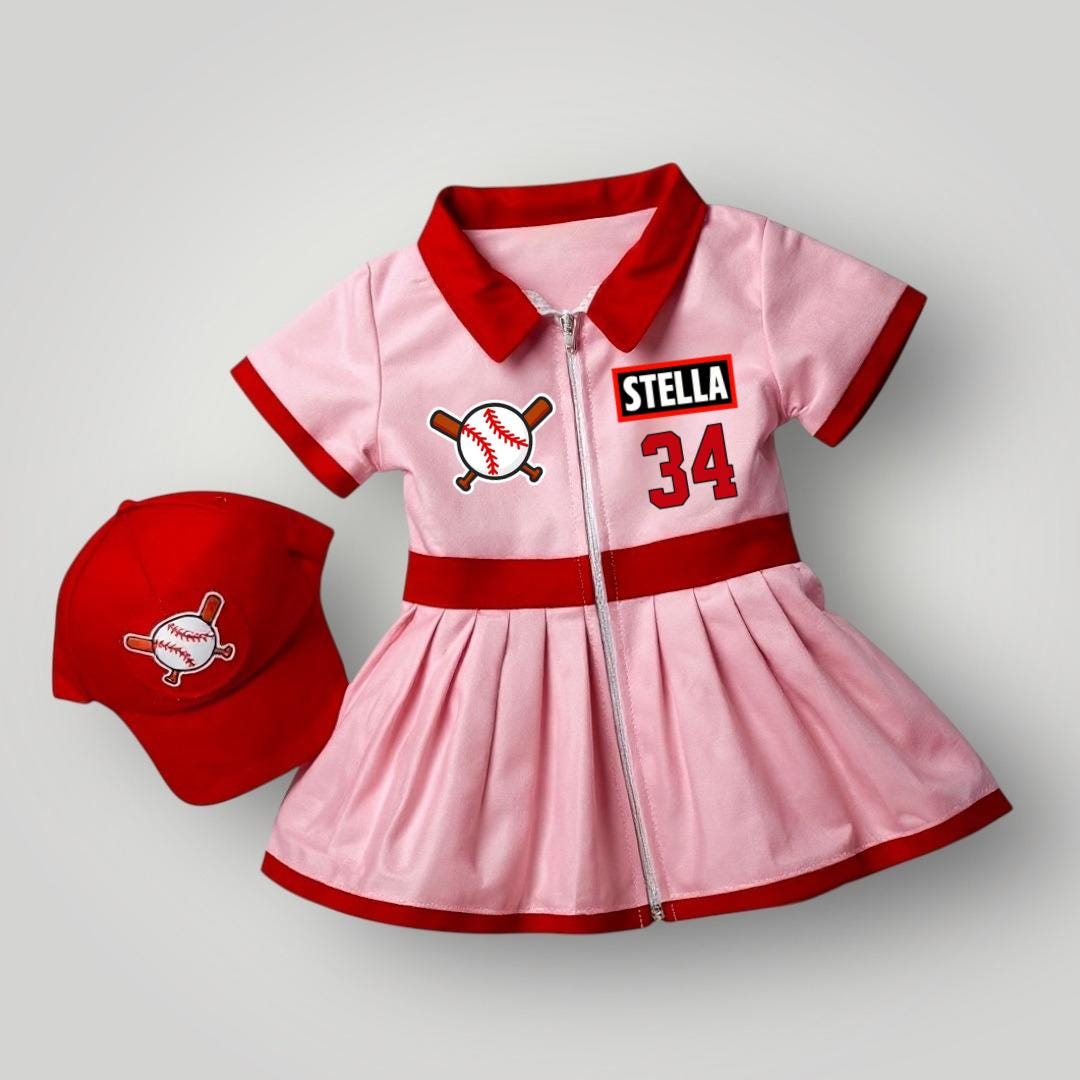 Pink Girls Baseball Dress – Personalized Name & Number – Custom Team ...
