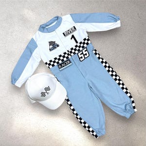 Personalized Blue Racer Long Jumpsuit - Two Fast Birthday Custom Race ...