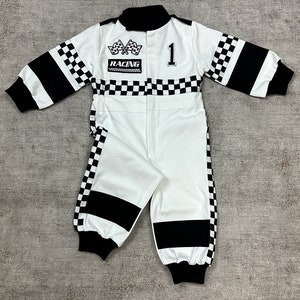 Personalized Named White Racer Jumpsuit Toddler Race Car Outfit 1st ...