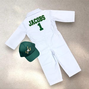 Personalized Golf Caddy Outfit for Kids - White Golf Overalls for ...