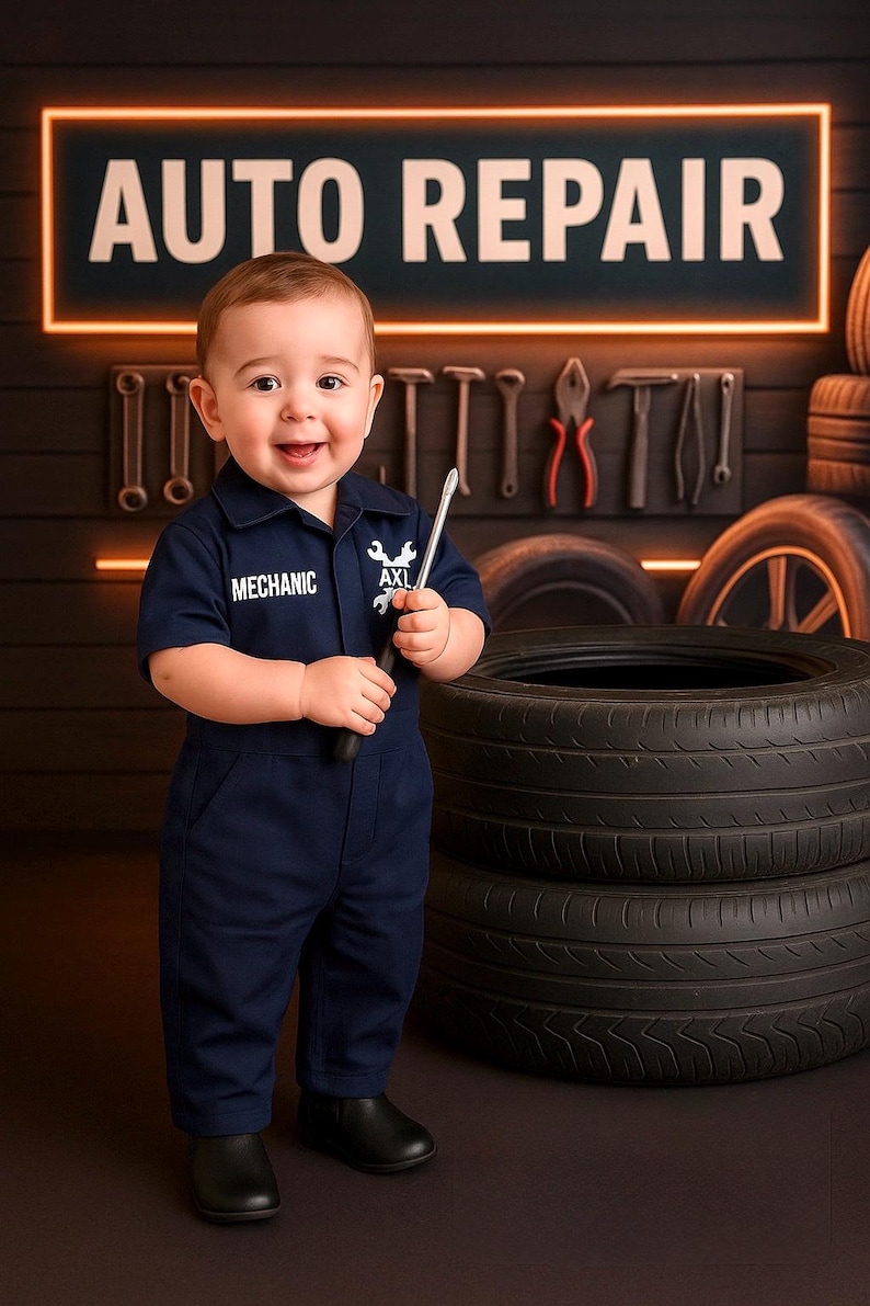 Personalized Navy Blue Kids Mechanic Overalls - Toddler Mechanic ...