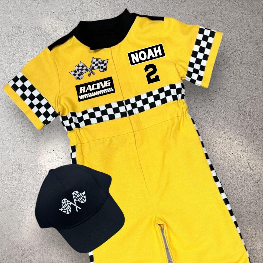 Fast One Birthday Suit - Yellow Race Car Driver Costume - Kids Racing ...