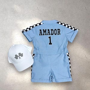 Personalized Blue Racer Short Suit - Two Fast Birthday Race Outfit ...