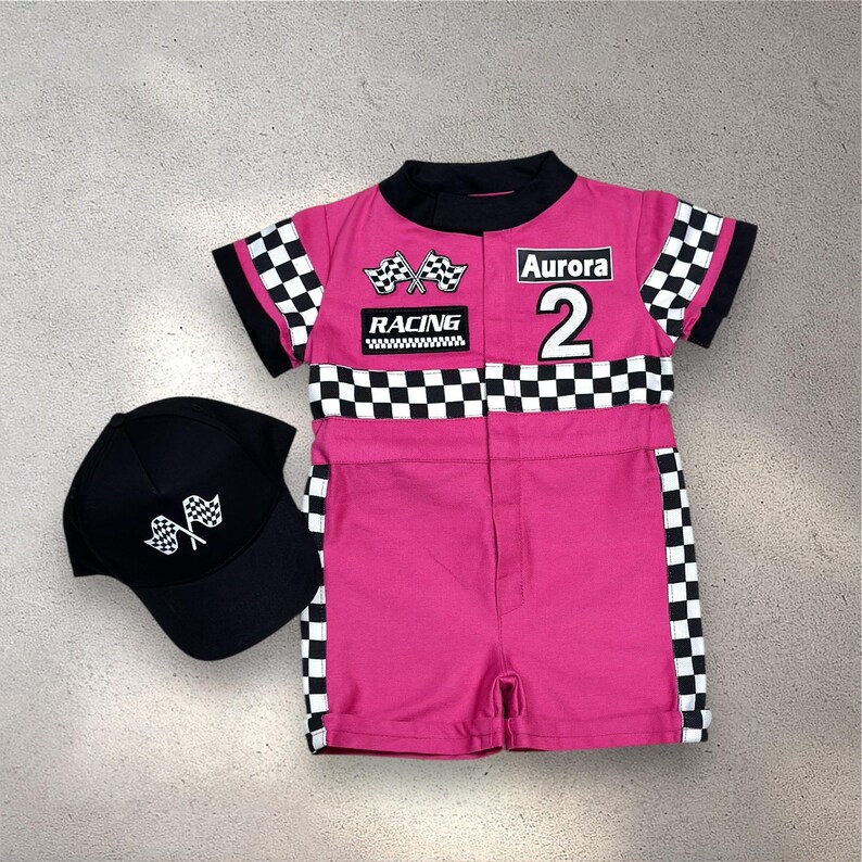 Pink Baby Race Outfit for Girls - Fast One Birthday Suit - Race Car ...