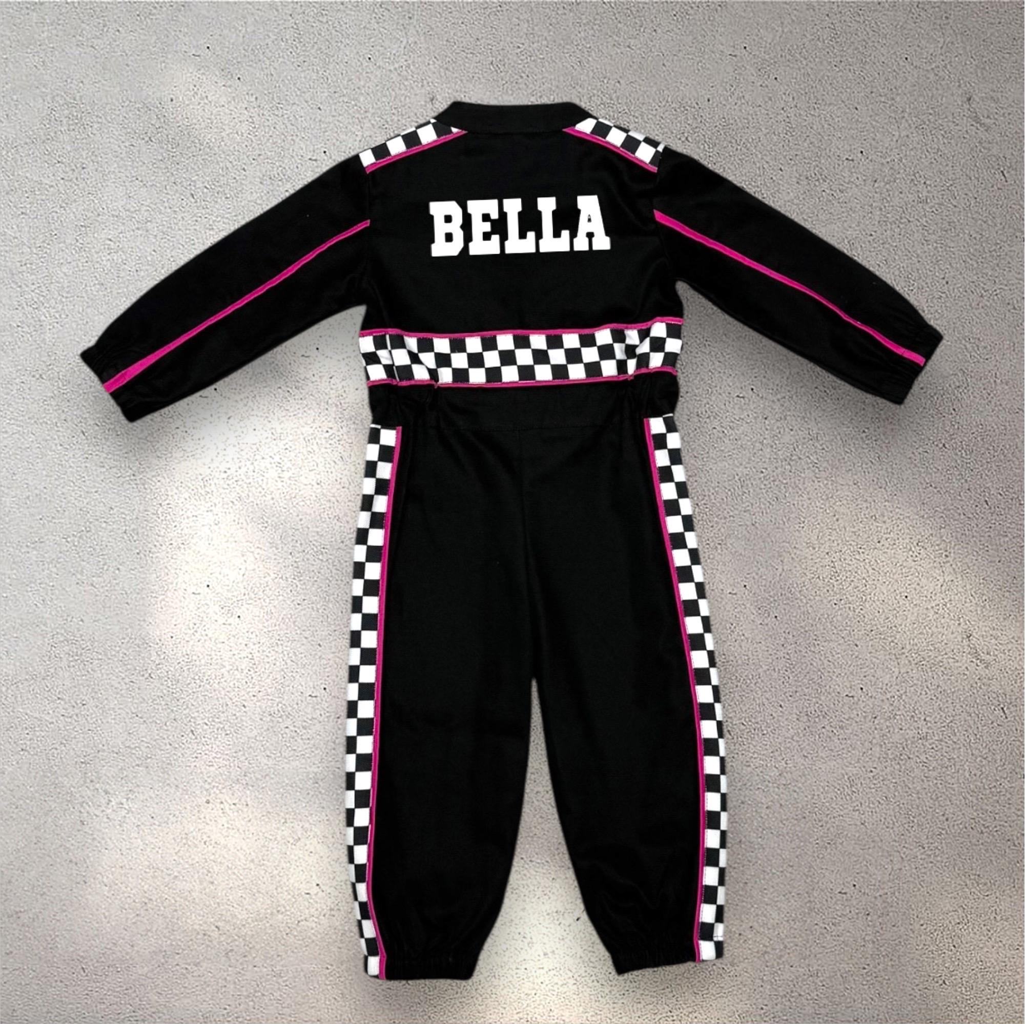 Personalized Pink Racer Jumpsuit for Girls – Custom Race Car Costume ...