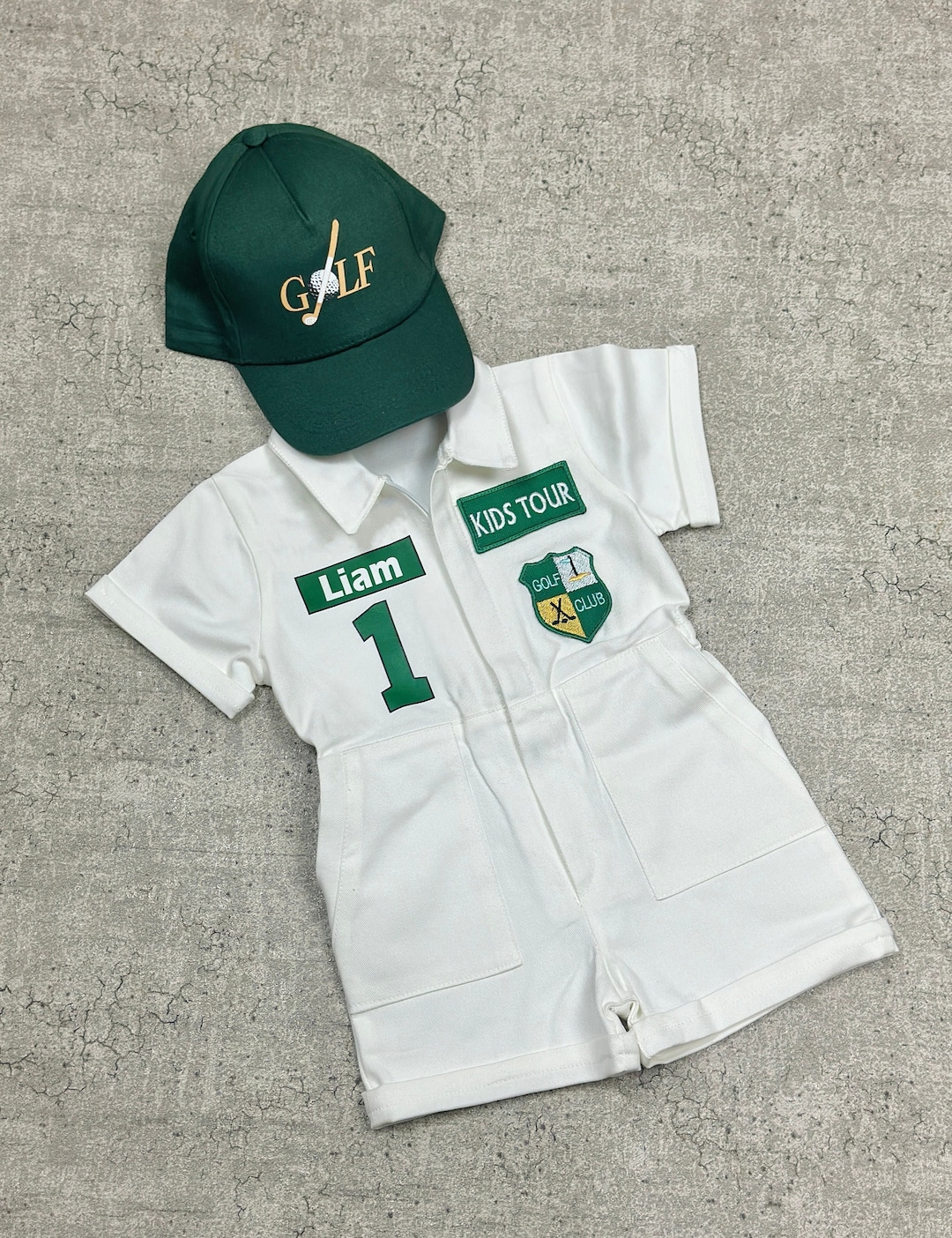 Personalized Golf Caddy Jumpsuit for Kids White Toddler Golf Outfit ...