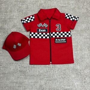 Red Shirt and Pants Racer Suit - Two Fast Birthday Racing Outfit - Kids ...