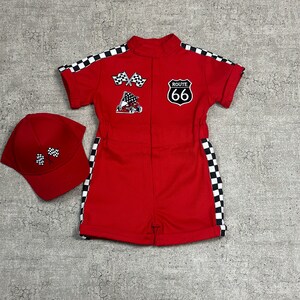Red Short Race Outfit for Boys Kids Racing Jumpsuit Two Fast Birthday ...