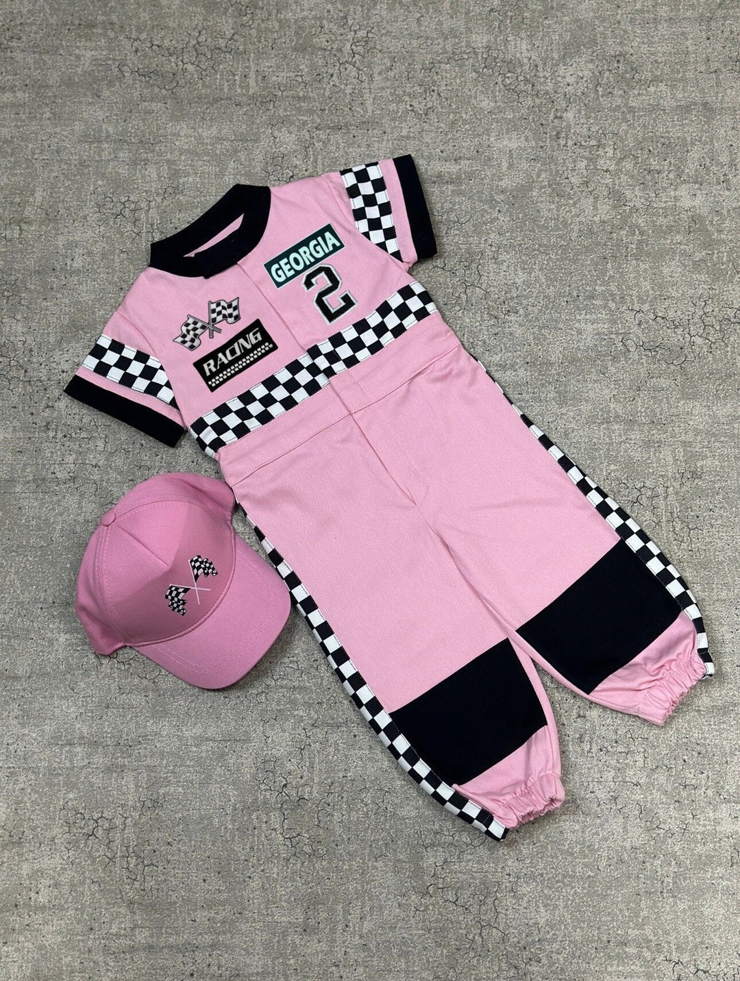 Pink Short Sleeve Custom Personalized Racing Suit Toddler Race Outfit ...