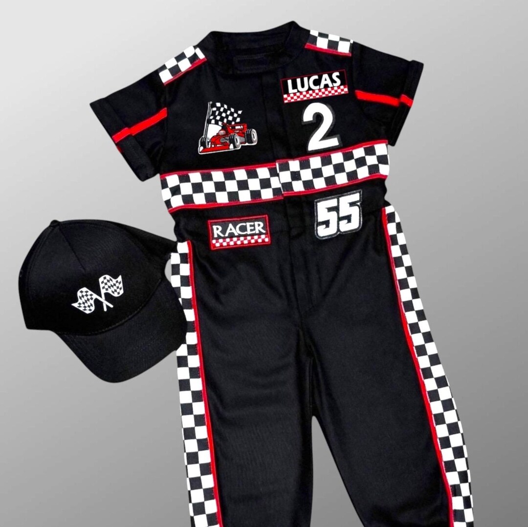 Personalized Race Car Costume - Black Racer Outfit for Boys - Fast One ...