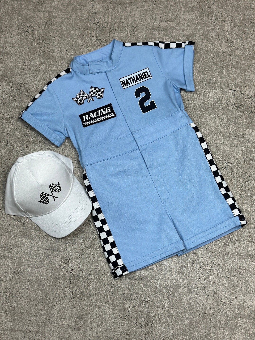 Personalized Blue Racer Short Suit Two Fast Birthday Race Outfit Fast ...