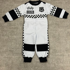 Personalized Named White Racer Jumpsuit Toddler Race Car Outfit 1st ...