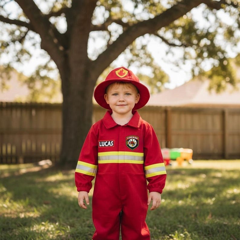 Toddler Firefighter Outfit – Kids Fireman Jumpsuit – Fire Dept Suit ...