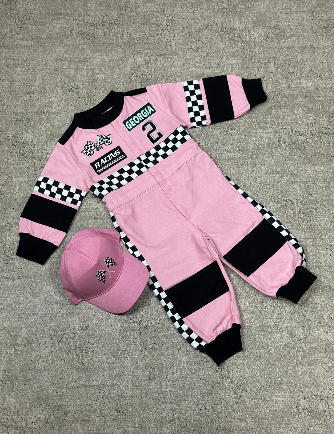 Pink Custom Personalized Girl Racing Suit for 1st Birthday Gift or ...