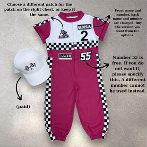 Personalized Pink Racer Jumpsuit for Babies and Toddlers - Short Sleeve ...