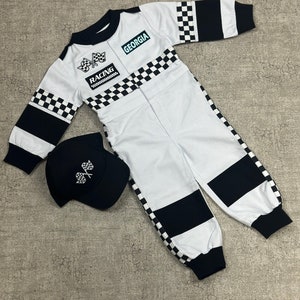 Personalized Named White Racer Jumpsuit Toddler Race Car Outfit 1st ...
