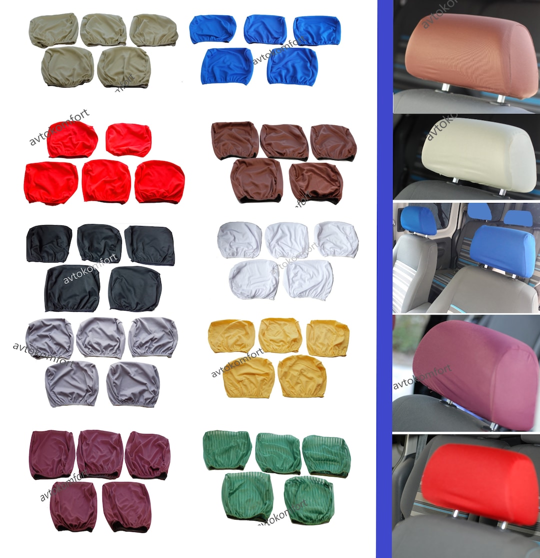 Set of 5 Ps Red Headrest Covers for Car Van Bus Five Headrest Universal ...