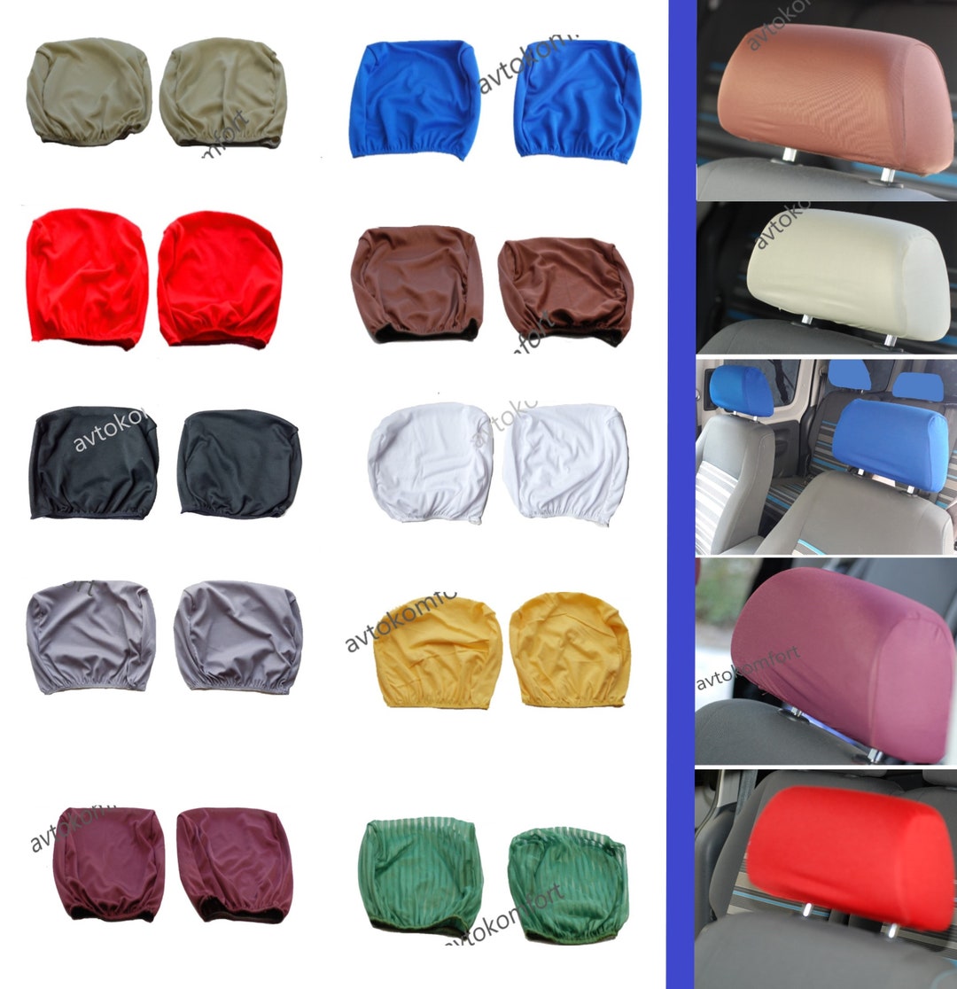 Set of 2 Ps Black Рed Blue Brown Beige White Grey Headrest Covers for ...