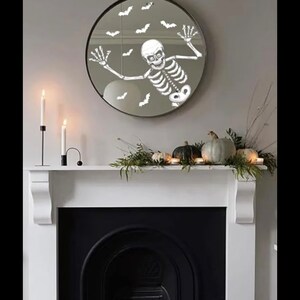 Large Skeleton Window Cling on Halloween No Glue or Adhesive - Etsy