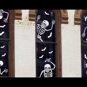 Large Skeleton Window Cling on Halloween No Glue or Adhesive - Etsy