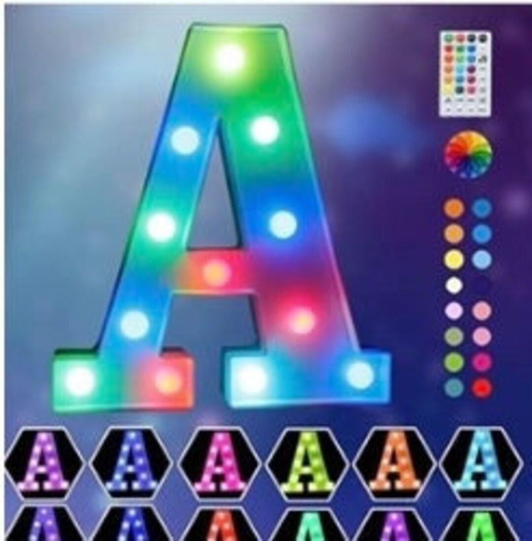 Block Letters in Led Lights Light up Letters Let Lights Changing Color ...