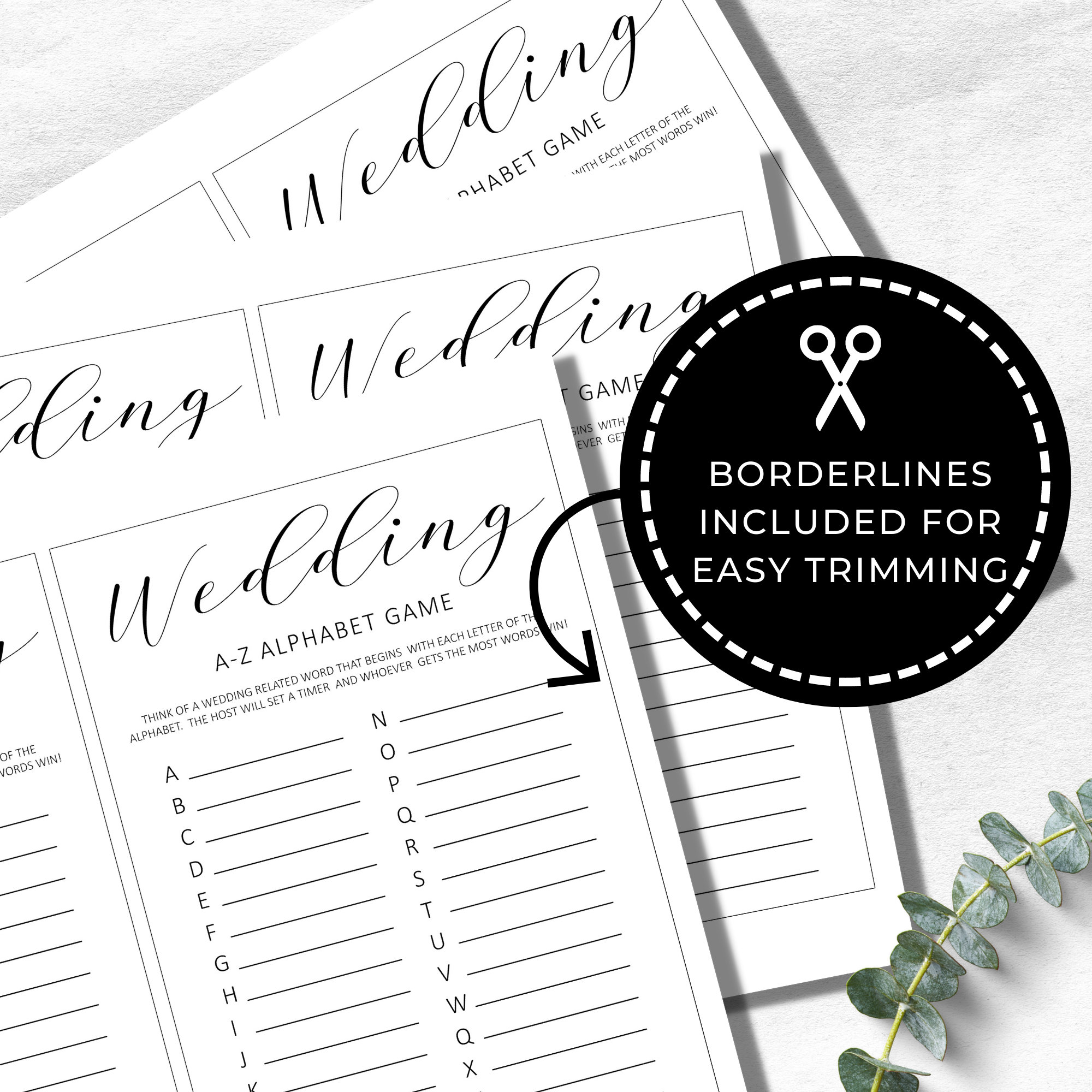 Wedding A-Z Printable Alphabet Game, Minimalist Wedding Activity ...