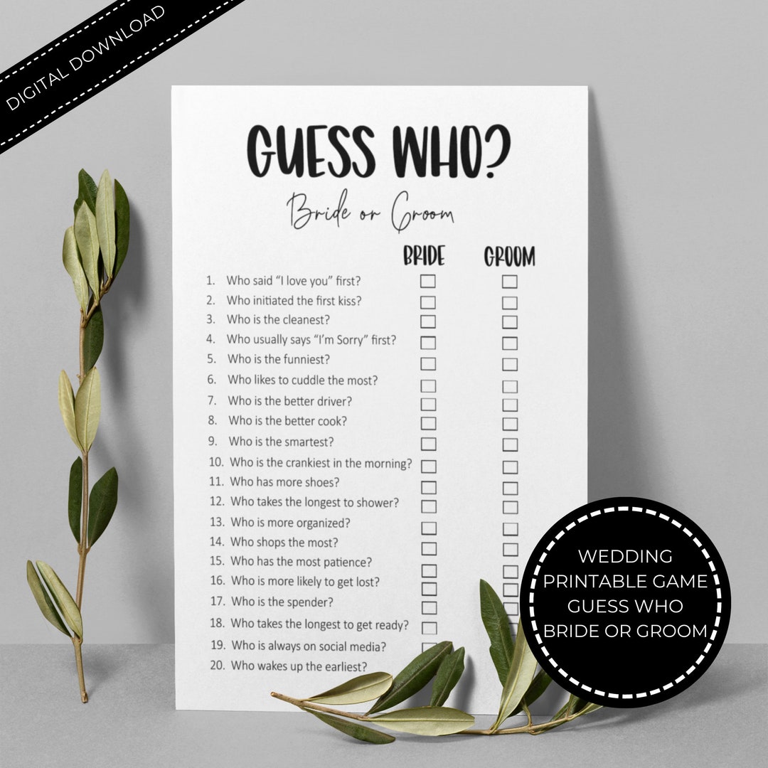 Bride or Groom Guess Game, Guess Who Said It, He Said She Said, Guess ...