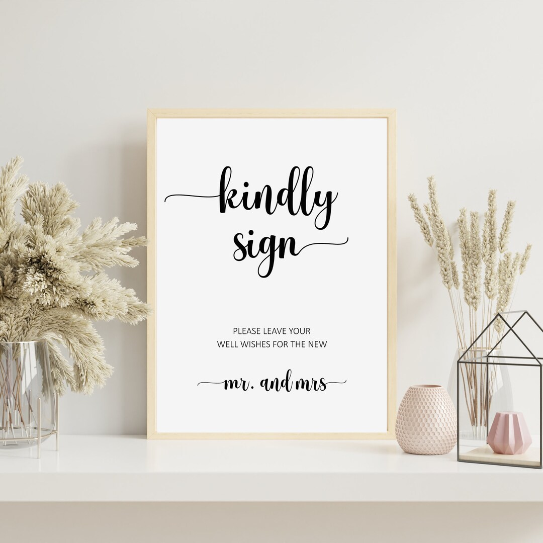 Minimalist Kindly Sign Our Guestbook Sign, Printable Guest Book Sign ...