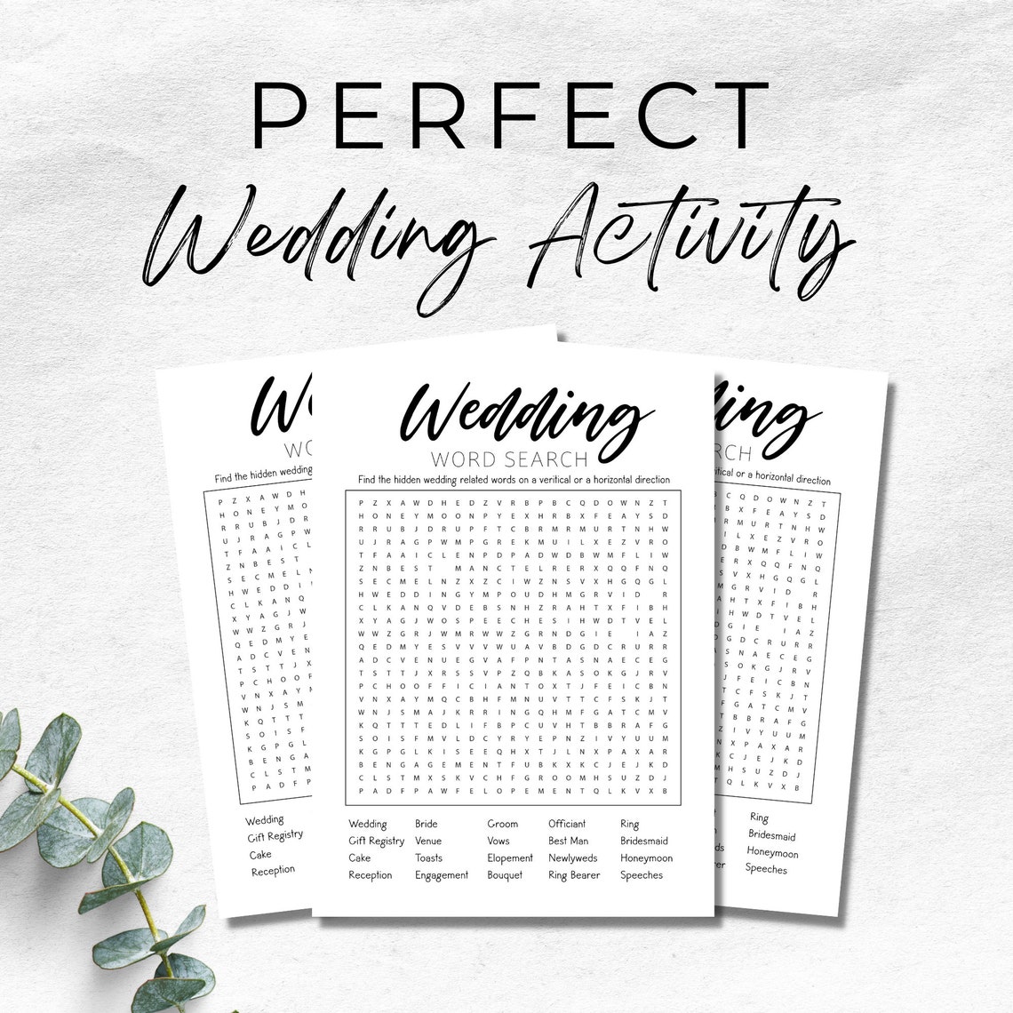 Minimalists Wedding Word Search Printable Wedding Game. Bridal - Etsy