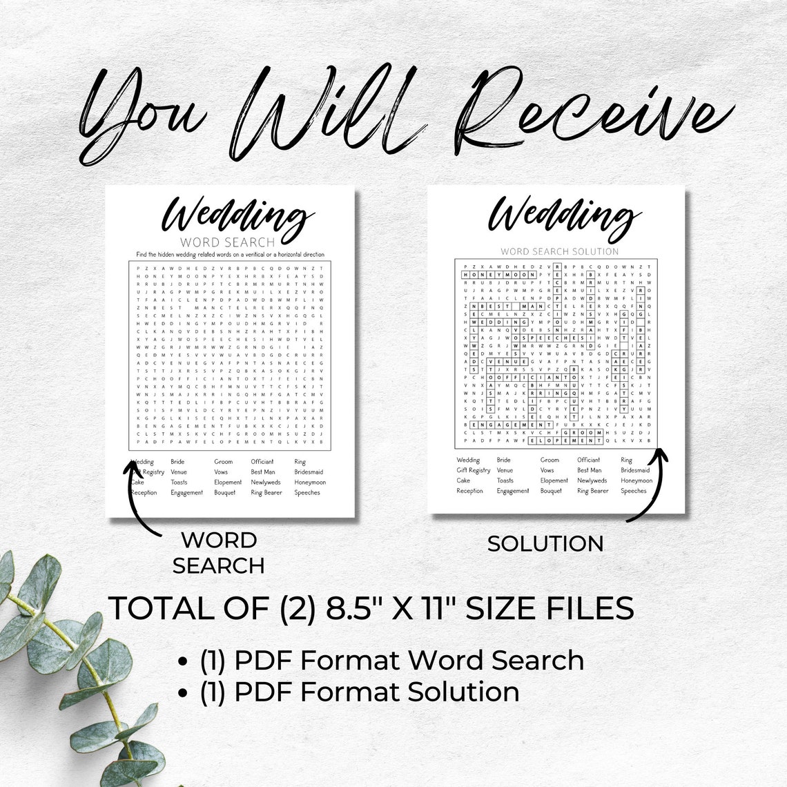 Minimalists Wedding Word Search Printable Wedding Game. Bridal - Etsy