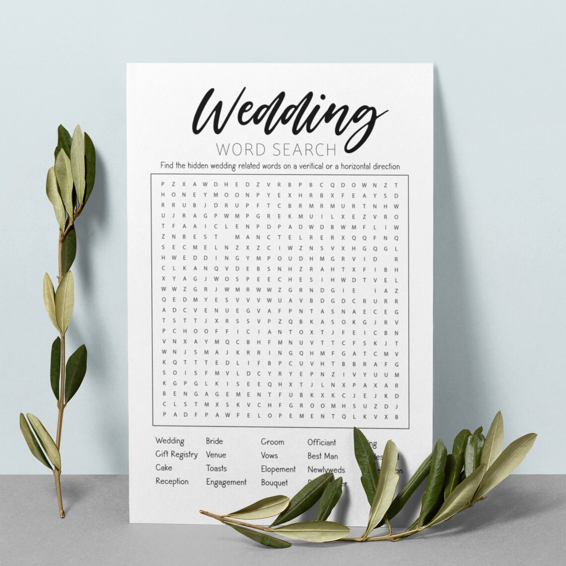 Minimalists Wedding Word Search Printable Wedding Game. Bridal - Etsy