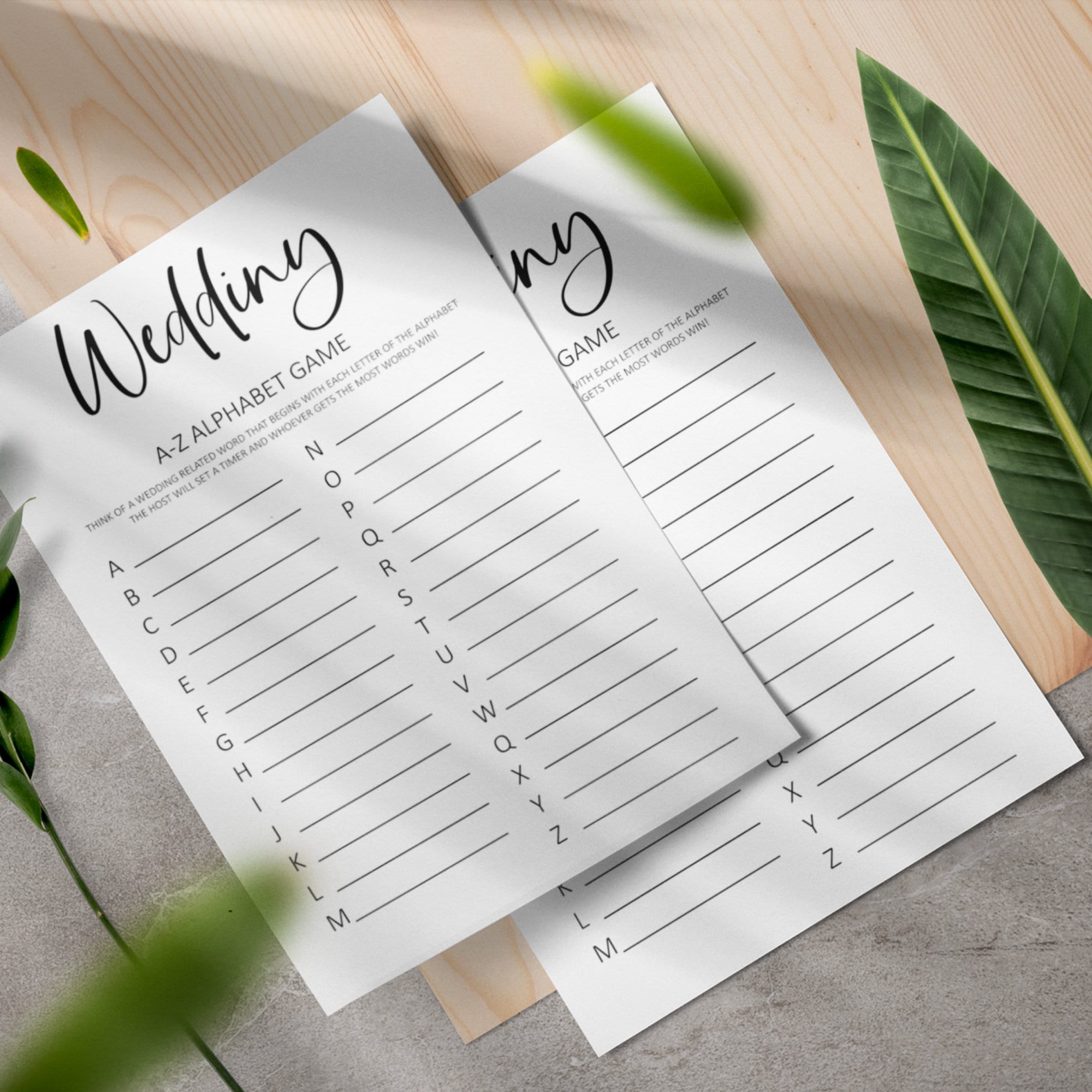 Minimalists Wedding A-Z Alphabet Printable Game, Wedding Cards ...