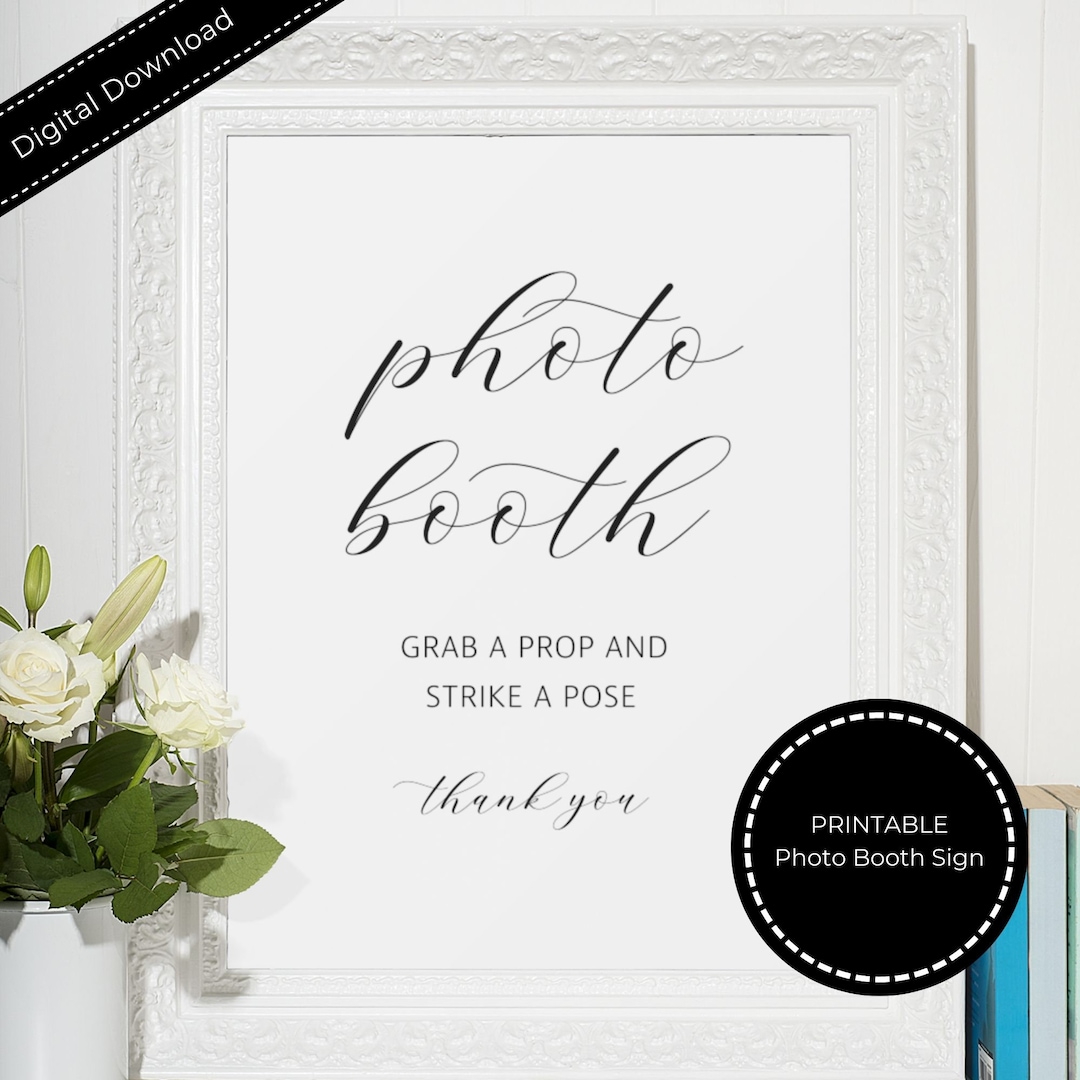 Minimalist Wedding Photo Booth Photo Backdrop Sign, Strike a Pose Sign ...