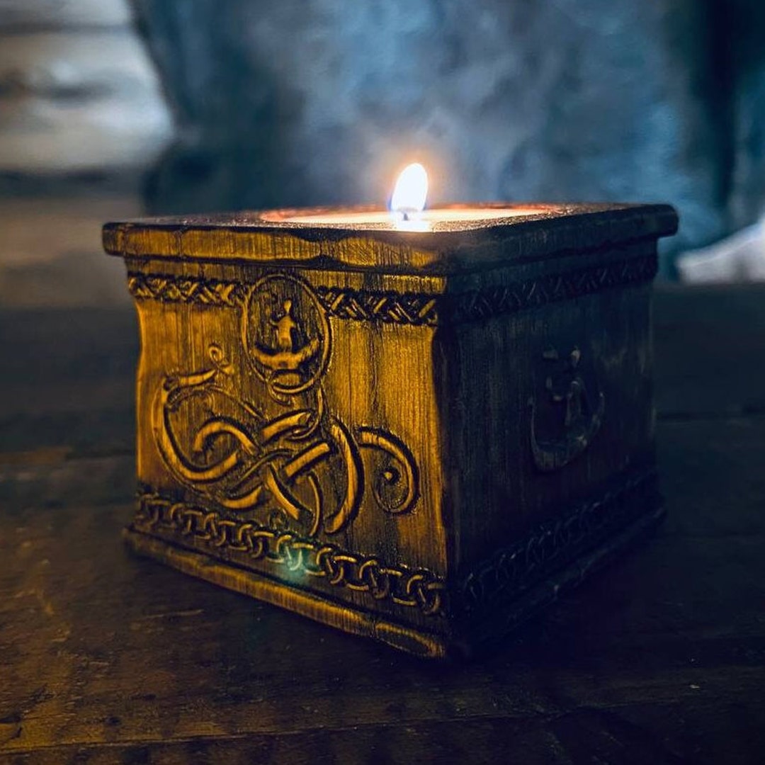 Wooden Norse Mythology Candle Stick Holder Thor and Jormungand for ...