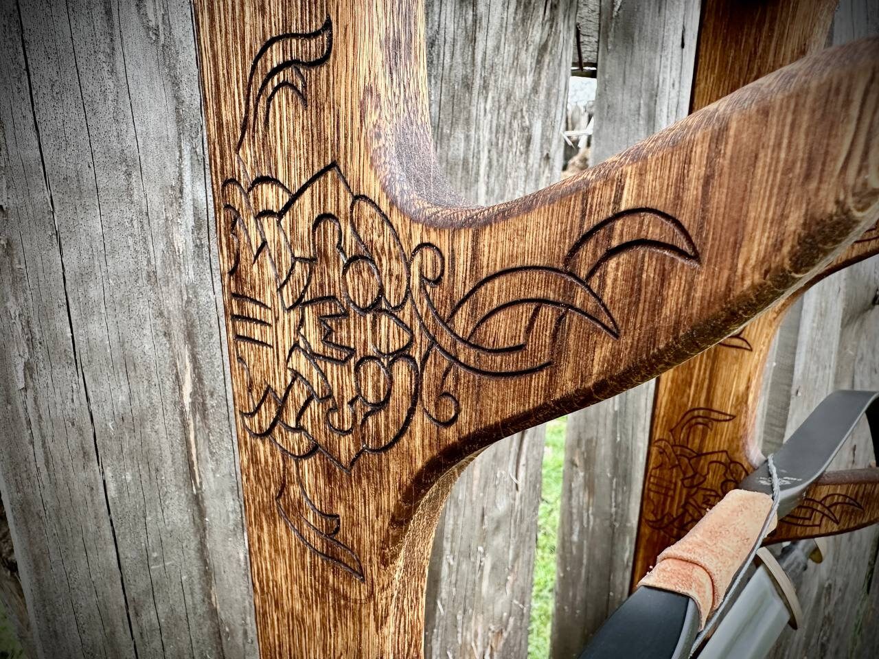 Handcrafted Oak Wall-mounted Weapon Stand With Carving - Etsy